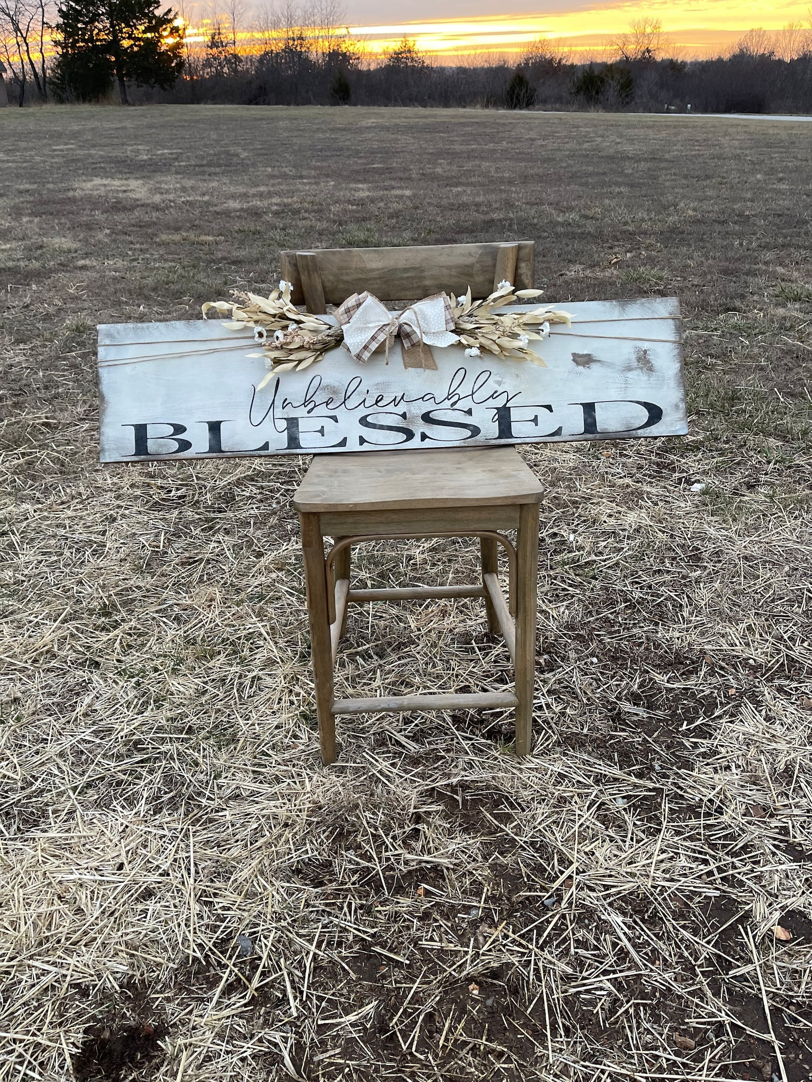 Rustic "blessed" Wood Sign: Farmhouse Style, Hand-painted - Etsy