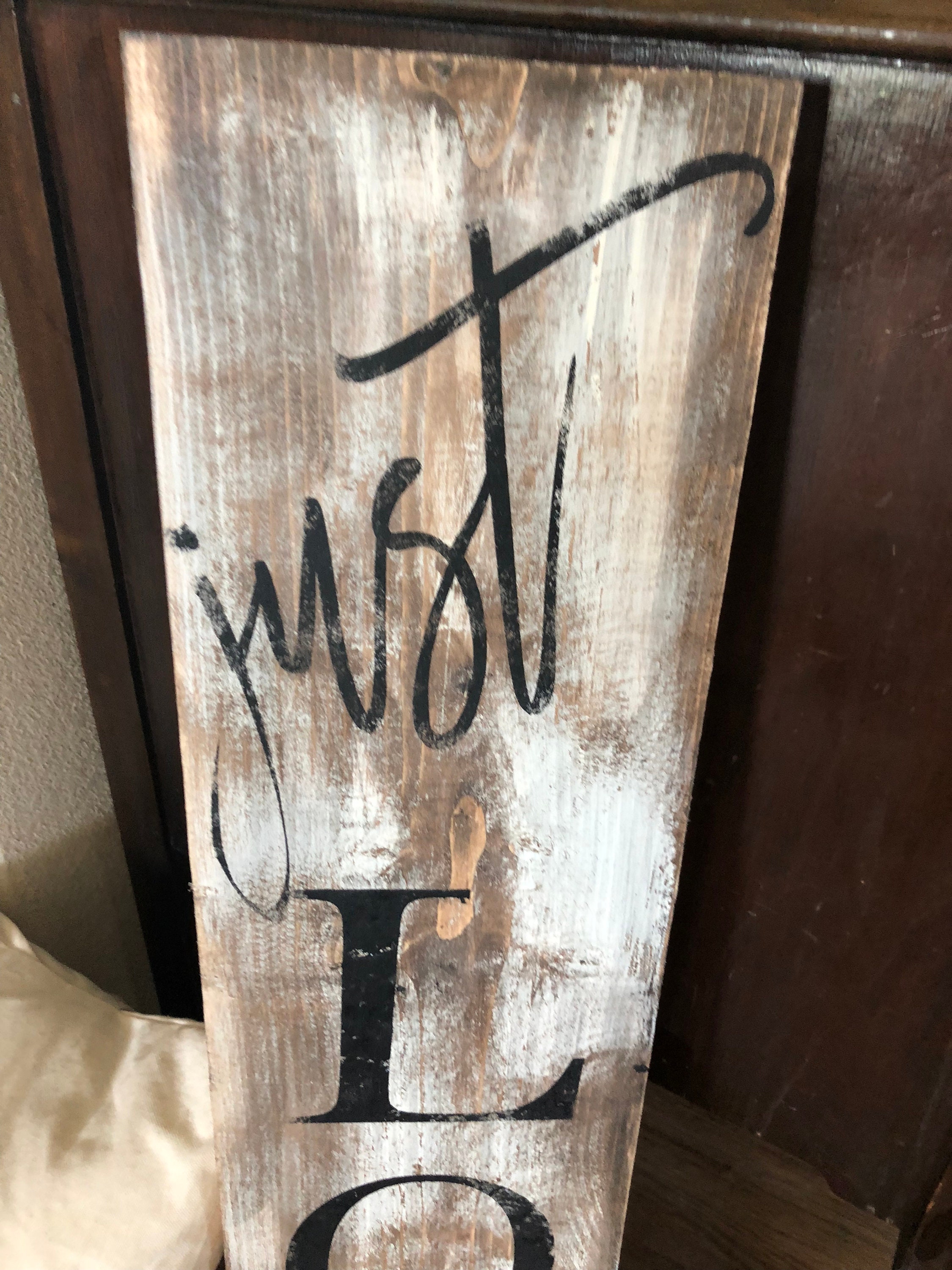 Just Love Wood Sign, Rustic Farmhouse Decor, Vertical Wall Art - Etsy