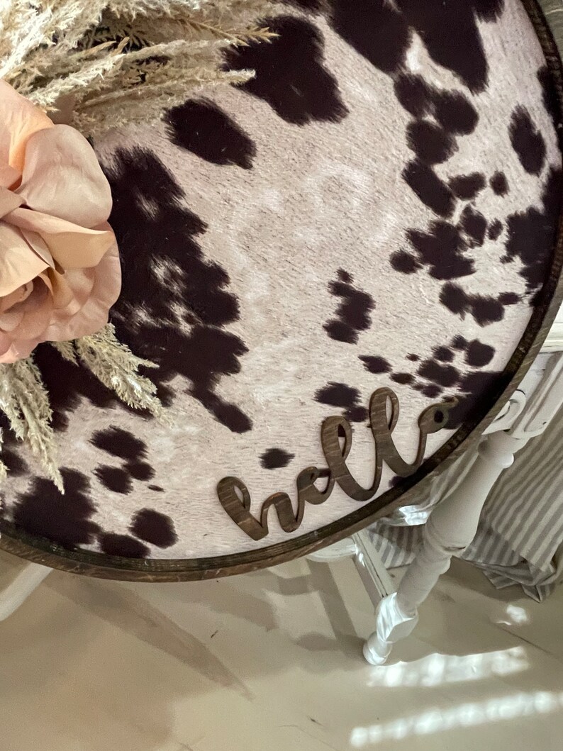 18 Cow Hello Sign / Faux Cowhide Sign / Cow Decor / Rustic - Etsy