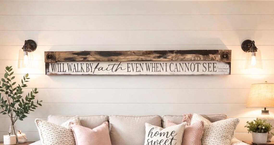 I Will Walk by Faith Even When I Cannot See Sign / Unique Hand Painted ...