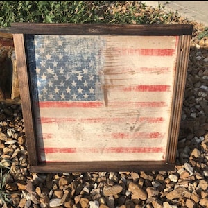 America Sign / Rustic Flag Sign / Patriotic Flag Sign / Fourth of July ...