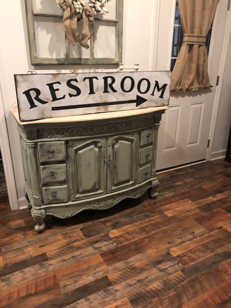 Huge Restroom Sign / Bathroom Sign / Rustic Farmhouse Sign / - Etsy
