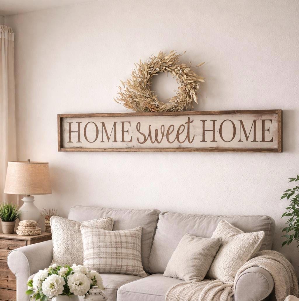 Brown Rustic Home Sweet Home Sign | Farmhouse Distressed Wall Art ...