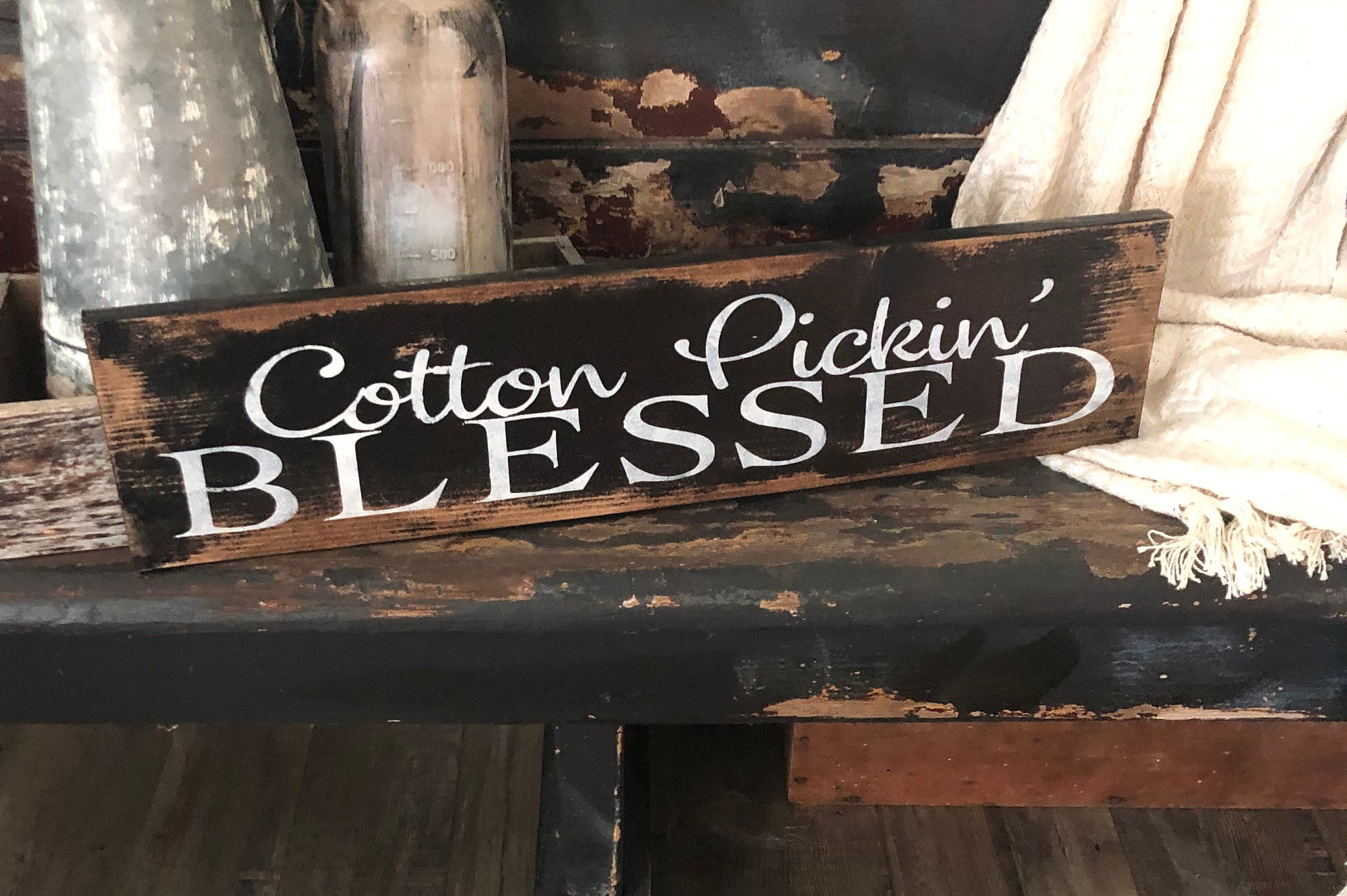 Cotton Pickin’ Blessed Sign / Cotton Sign / Farmhouse Sign / Rustic ...