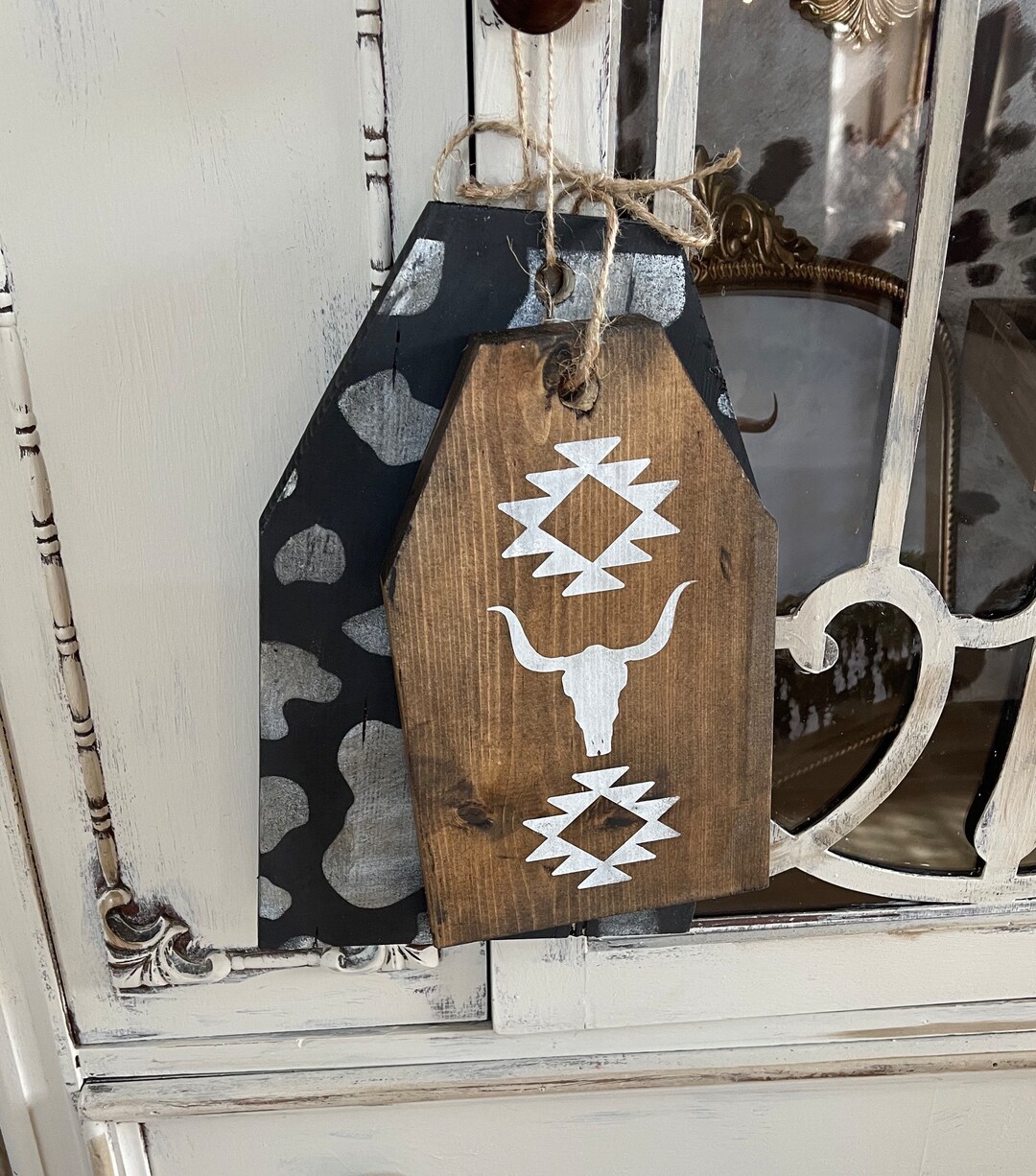 Set of Tags/ Western Aztec Sign / Longhorn Sign / Western Decor - Etsy