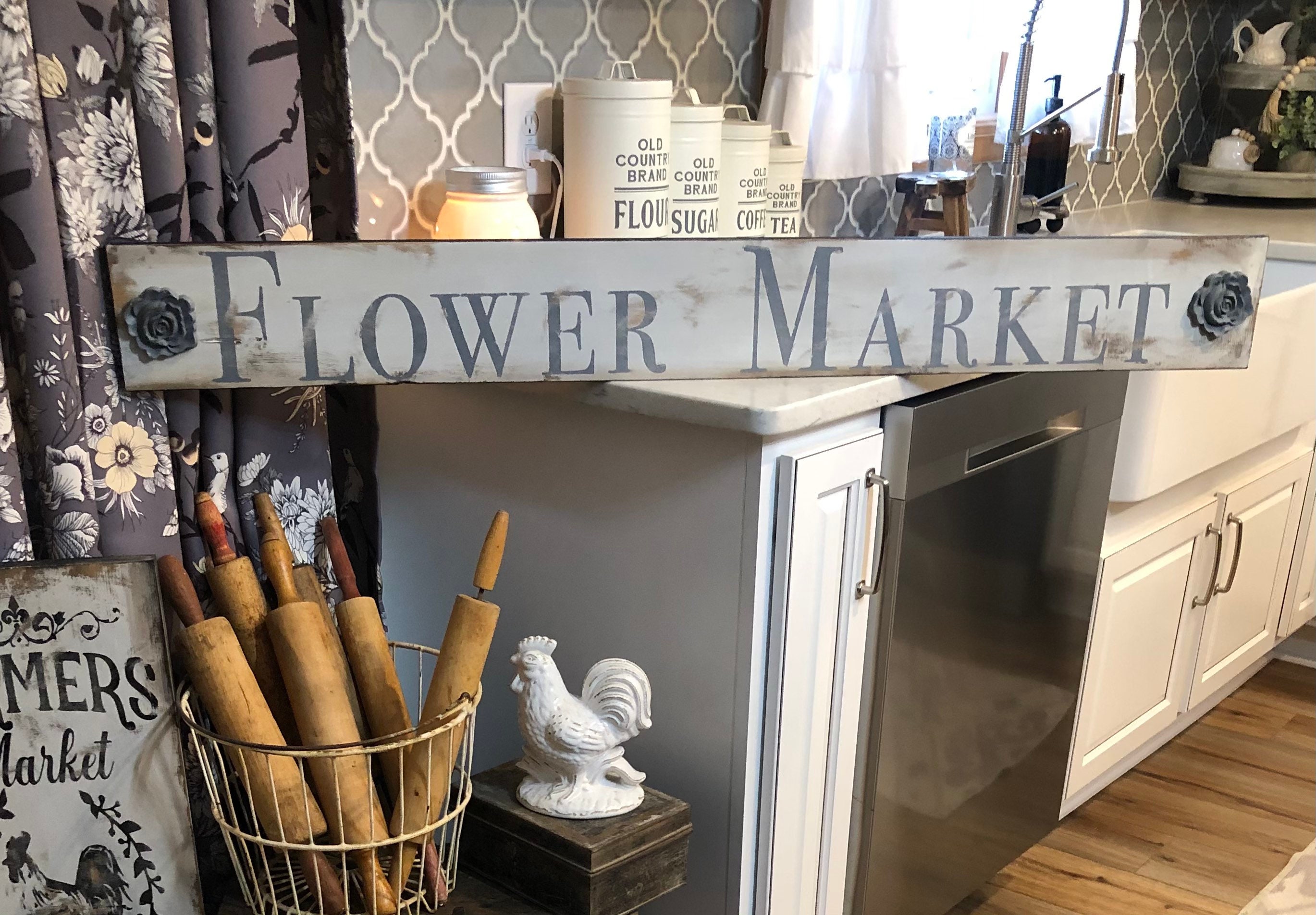 Flower Market Sign / 4 Ft / Farmhouse Country Sign / French Decor ...
