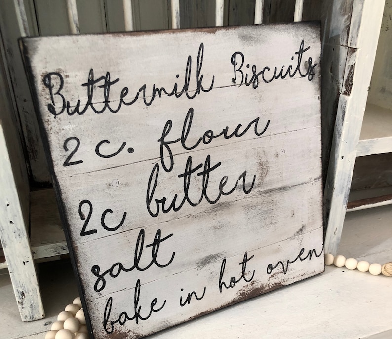 Recipe Sign / Faux Shiplap Sign / Vintage Inspired Recipe Sign | Etsy