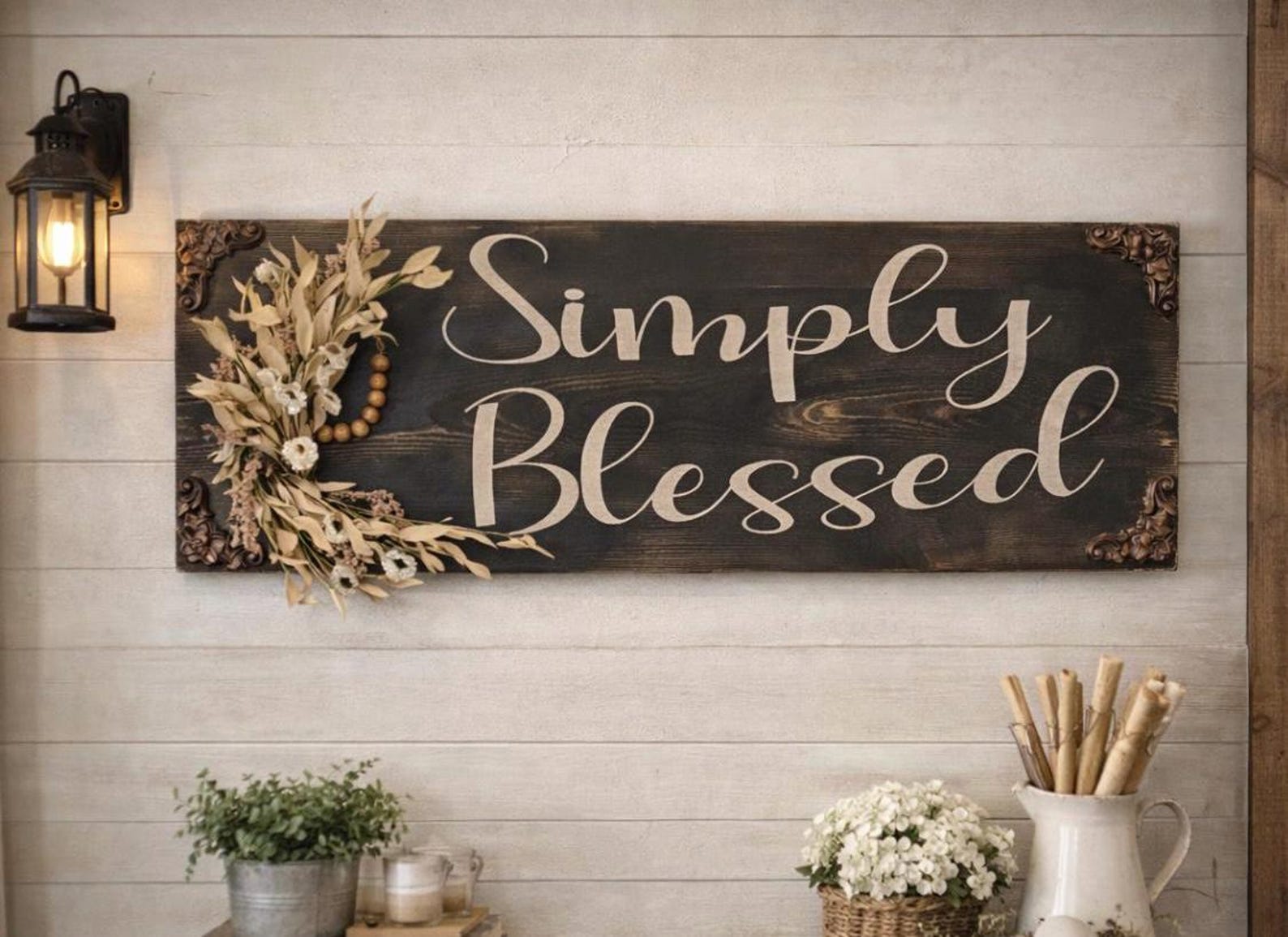 Simply Blessed / Handmade Hand Painted / Family Sign / Housewarming ...
