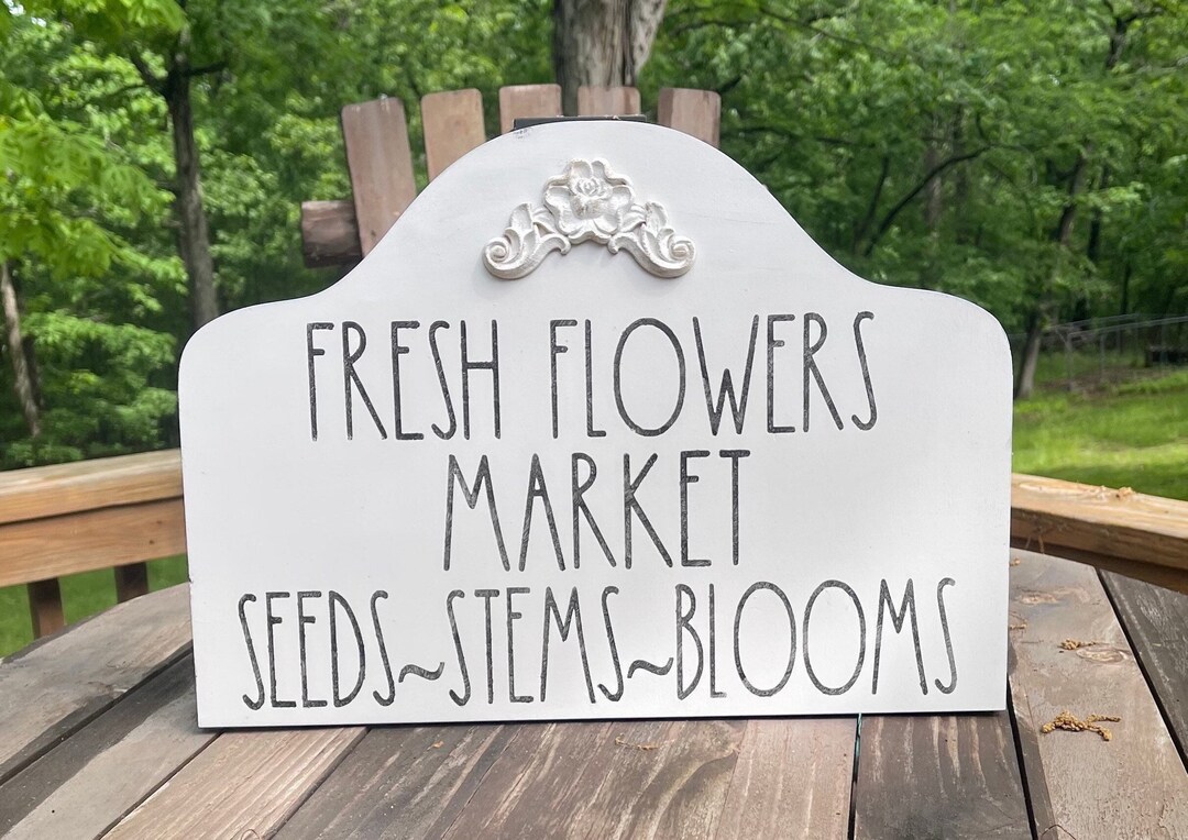 French Flower Market Sign / French Cottage Sign / 17” X 12” / Farmhouse ...