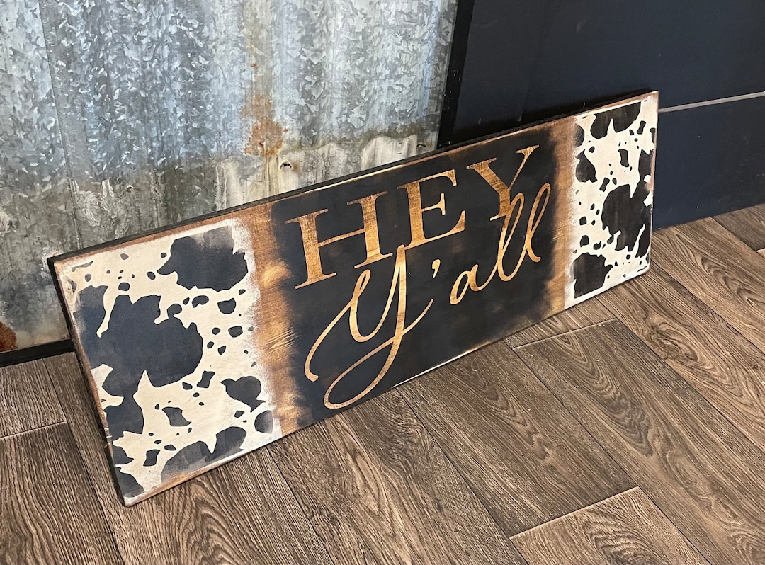 Hand Painted Cow Sign / Painted Wood Sign / Western Sign / Cow Print ...