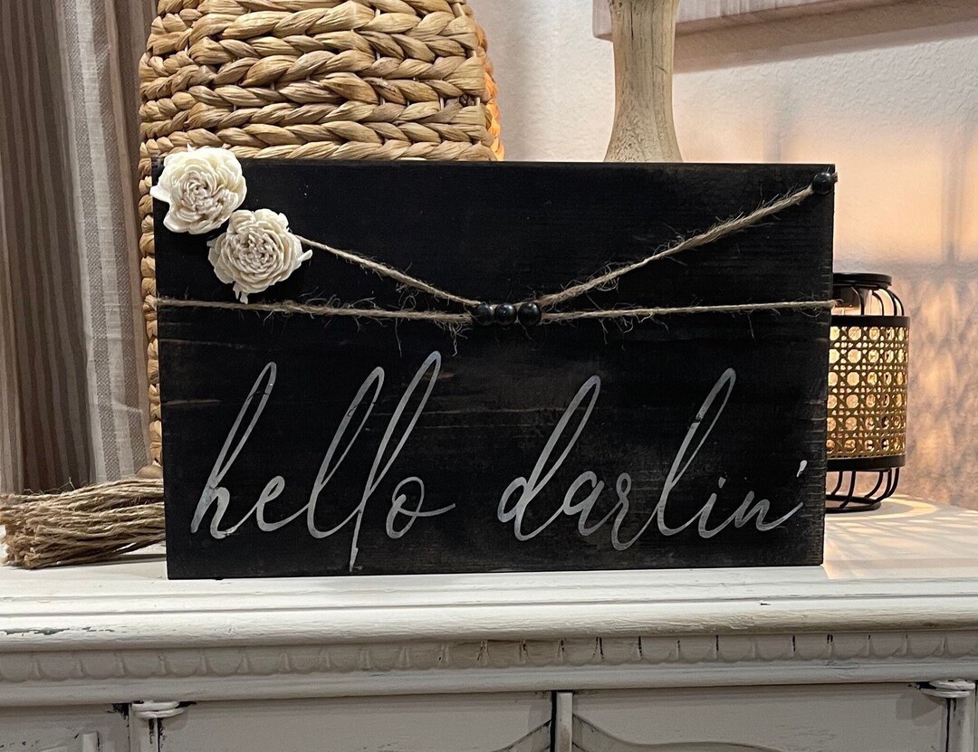 Rustic 'hello Darlin'' Wood Sign - Western Decor (12" X 7.25") - Etsy