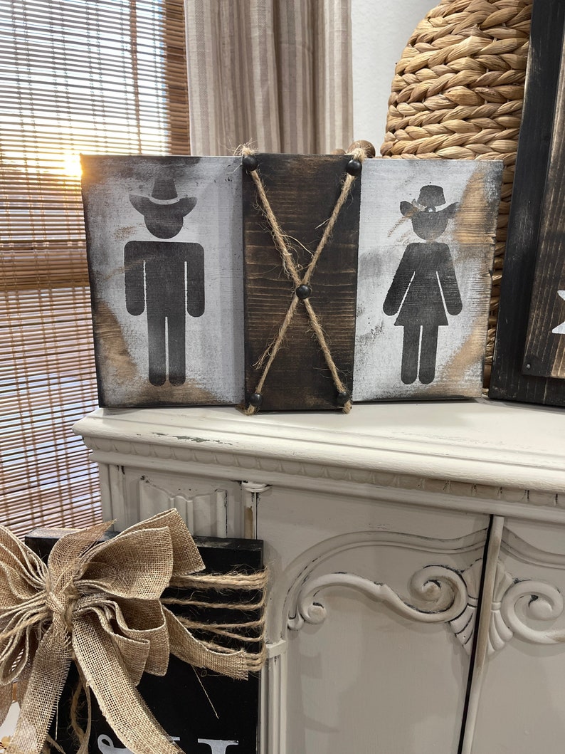 Cowboy Cowgirl Restroom Sign / Bathroom Sign/ Western Sign - Etsy