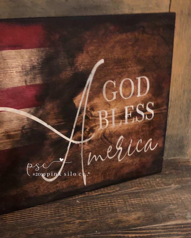 God Bless America Sign / Rustic Flag Sign / Patriotic Flag Sign ...