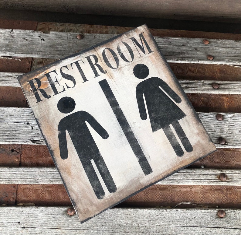 Rustic Restroom Sign / His and Hers Sign / Bathroom Sign / - Etsy