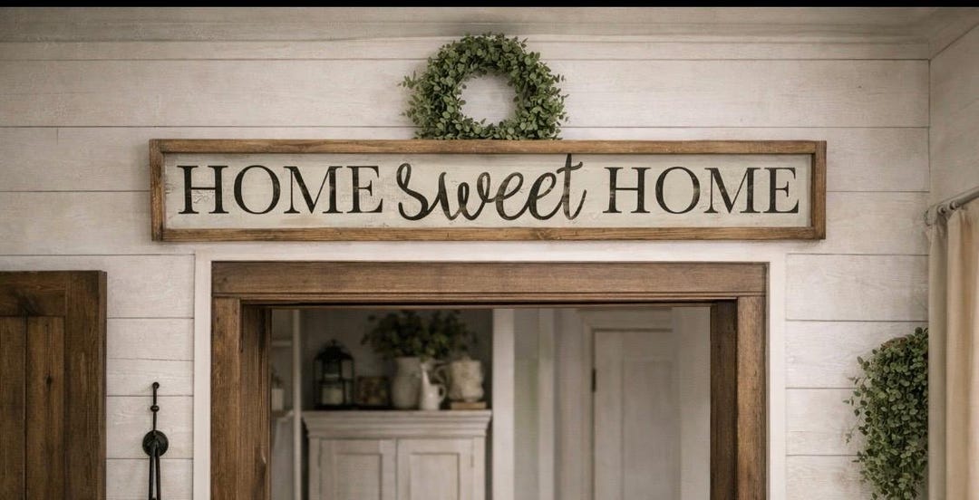 Rustic Home Sweet Home Sign | Farmhouse Distressed Wall Art | Cottage ...