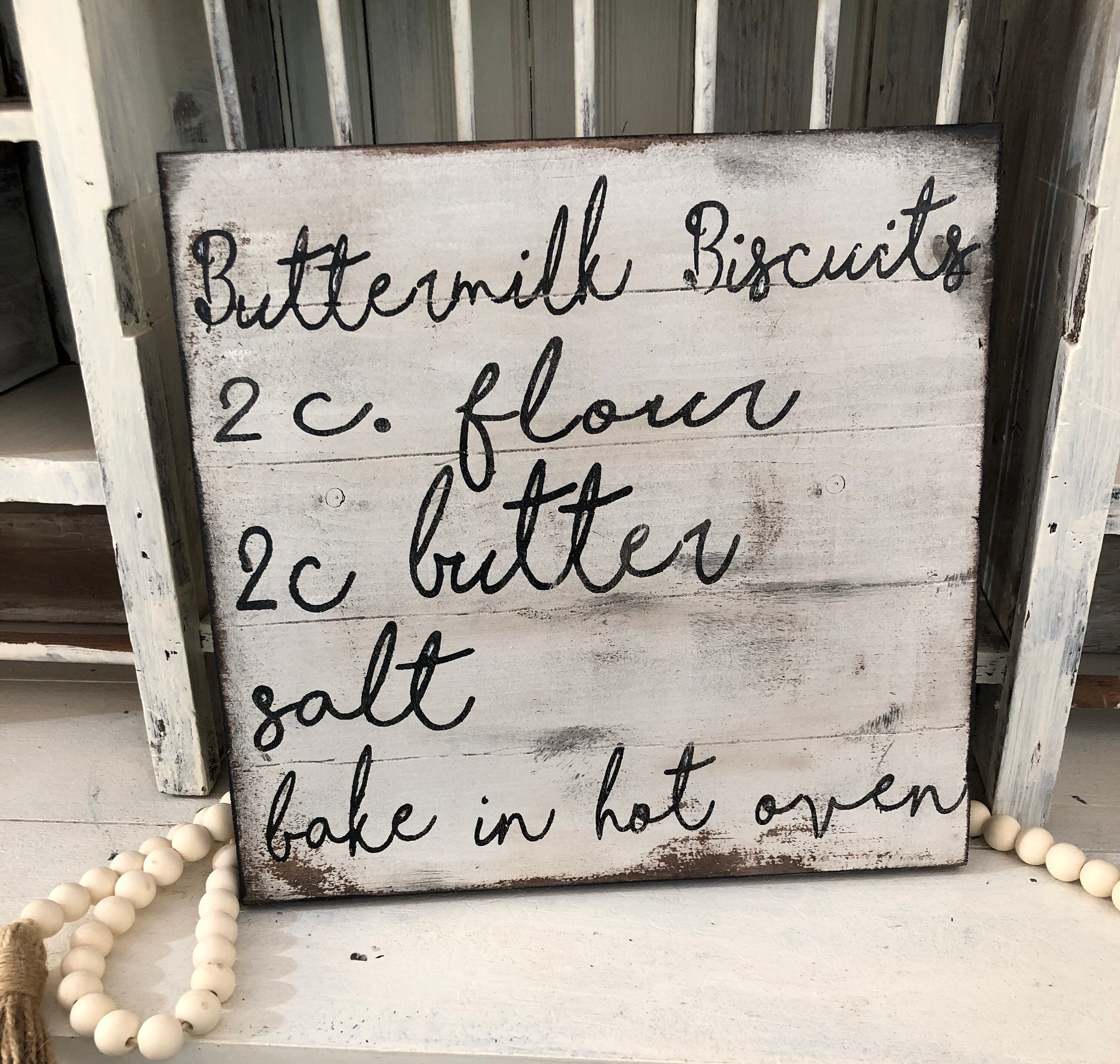 Hand Painted Buttermilk Biscuits Recipe Sign: Farmhouse Kitchen Decor ...