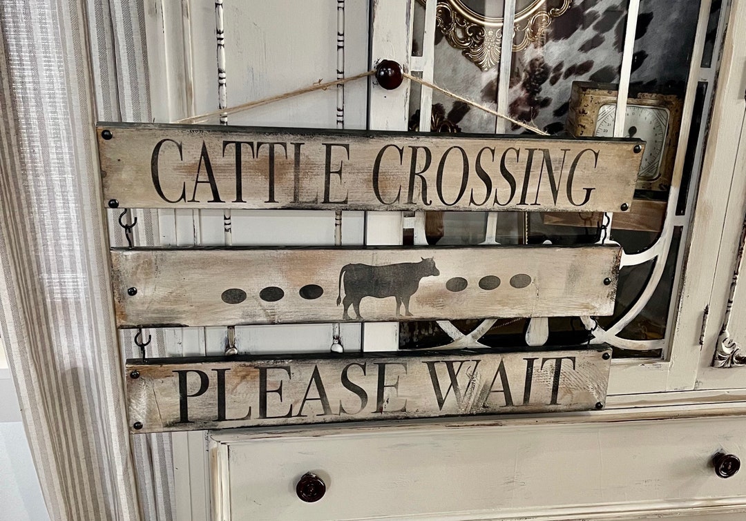 Cattle Crossing Sign / Rustic Hand Painted Cow Sign / Western Sign ...