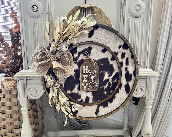 18 Cow Hey Yall Sign / Faux Cowhide Sign / Cow Decor / Rustic Western ...