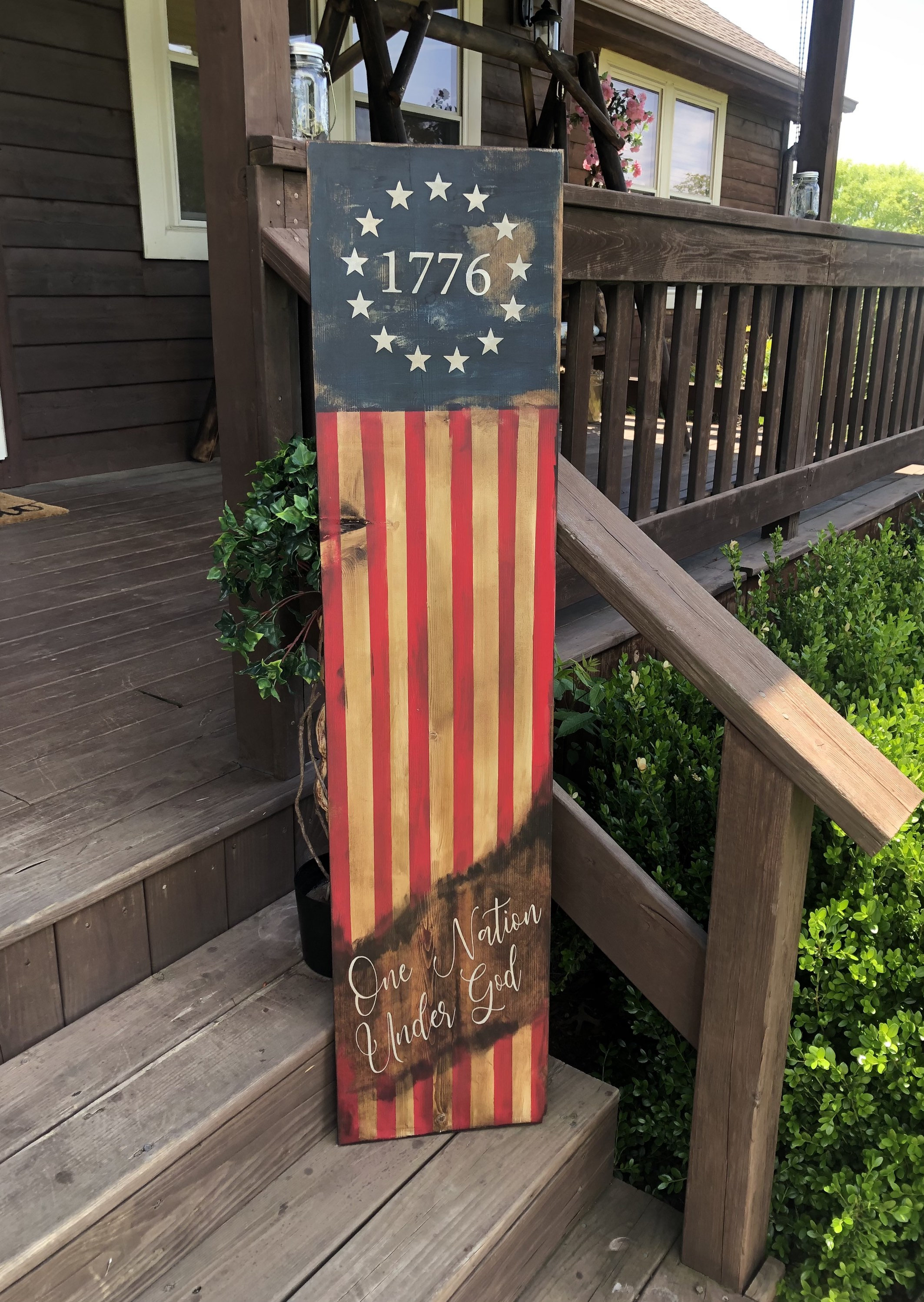 Patriotic Flag Sign / Porch Sign / Patriotic Flag Sign / Flag - Etsy