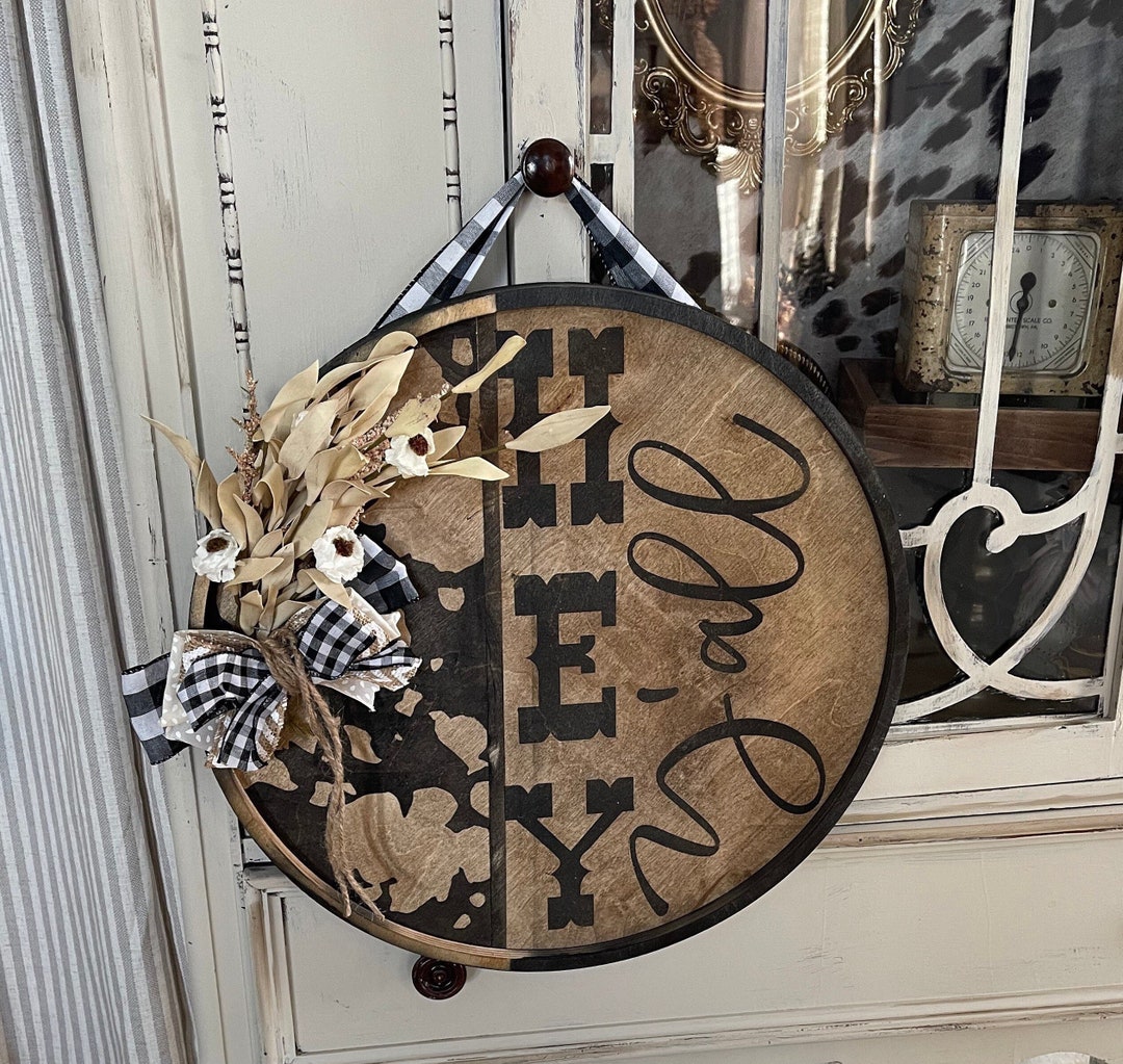 18” Cow Hey Y’all Sign / Cow Decor / Rustic Western Decor / Painted Cow ...