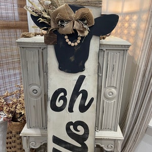 Large Cow Sign / Oh Hello Sign / Western Sign / Cow Print Porch Sign - Etsy