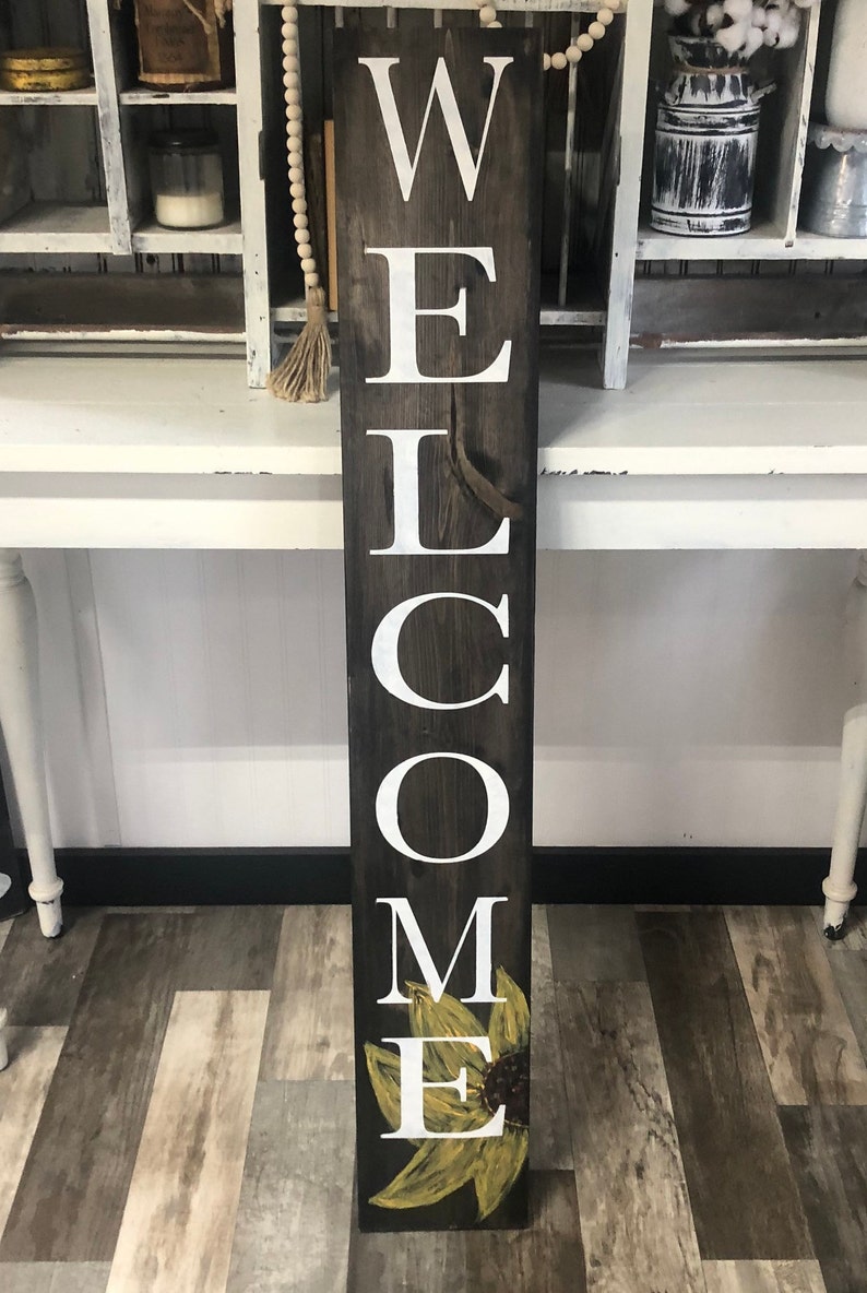 Front Porch Welcome Sign / Vertical Welcome Sign / Sunflower - Etsy