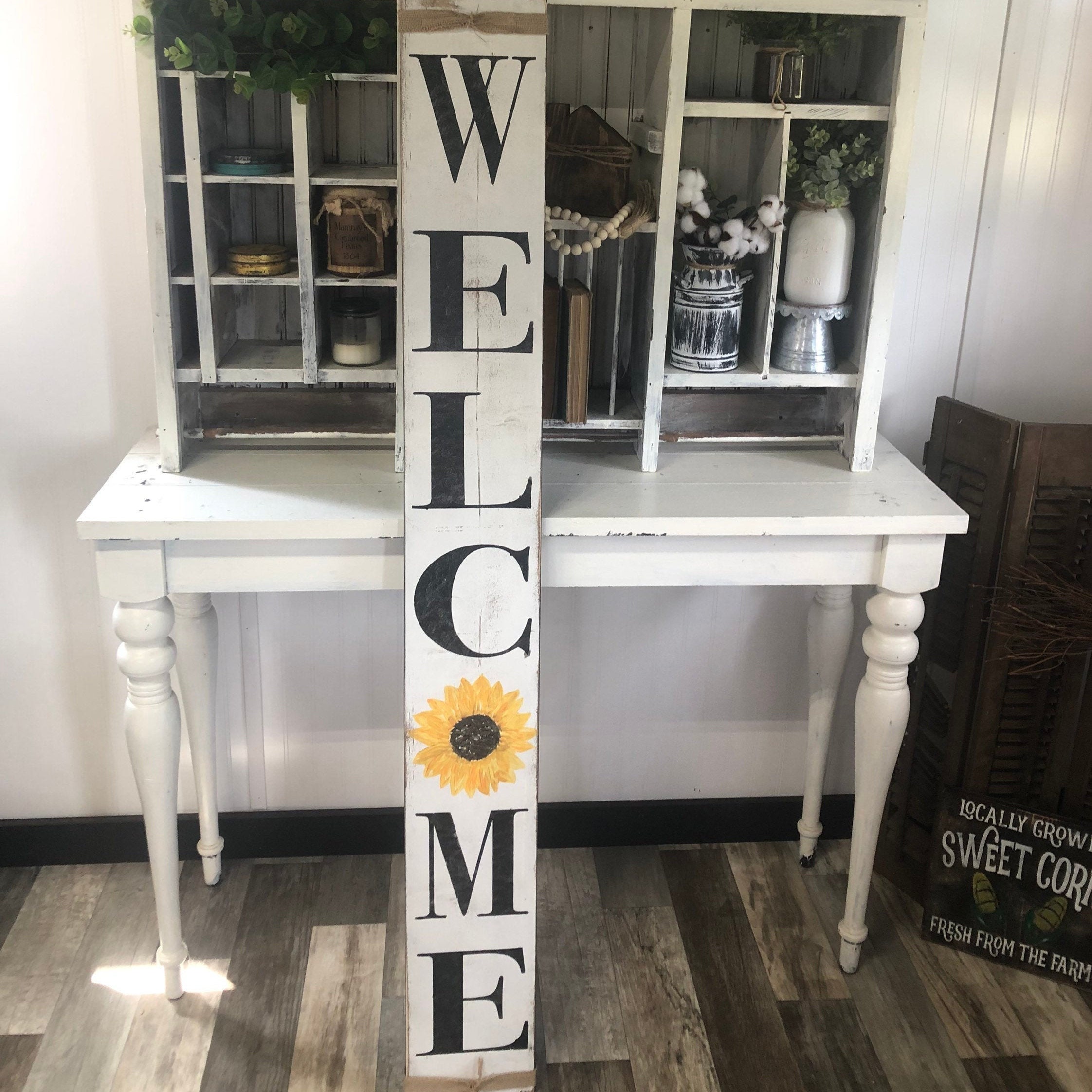 Large Welcome Sign With a Sunflower / 4 Ft / Hand Painted - Etsy