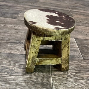 Cow Stool / Small Stool With Cow Fabric / Faux Cowhide Decor / Western ...