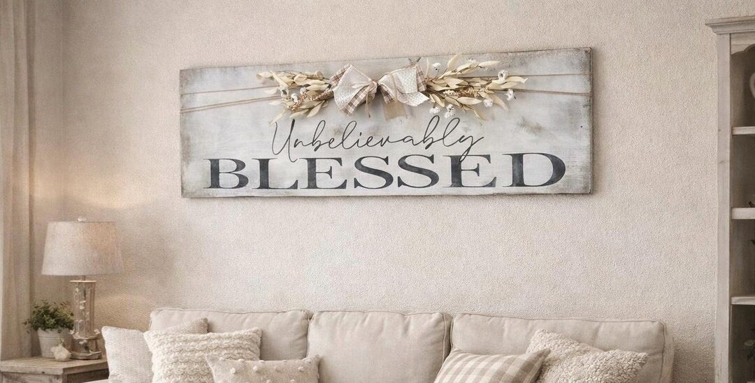 Rustic "blessed" Wood Sign: Farmhouse Style, Hand-painted - Etsy