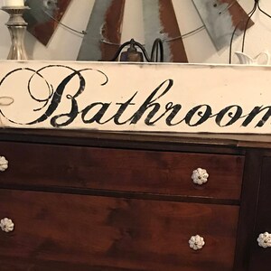 Farmhouse Bathroom Sign / Rustic Hand Painted Wall Decor / Distressed ...