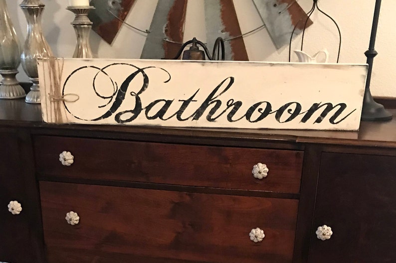 Farmhouse Bathroom Sign / Rustic Hand Painted Wall Decor / - Etsy