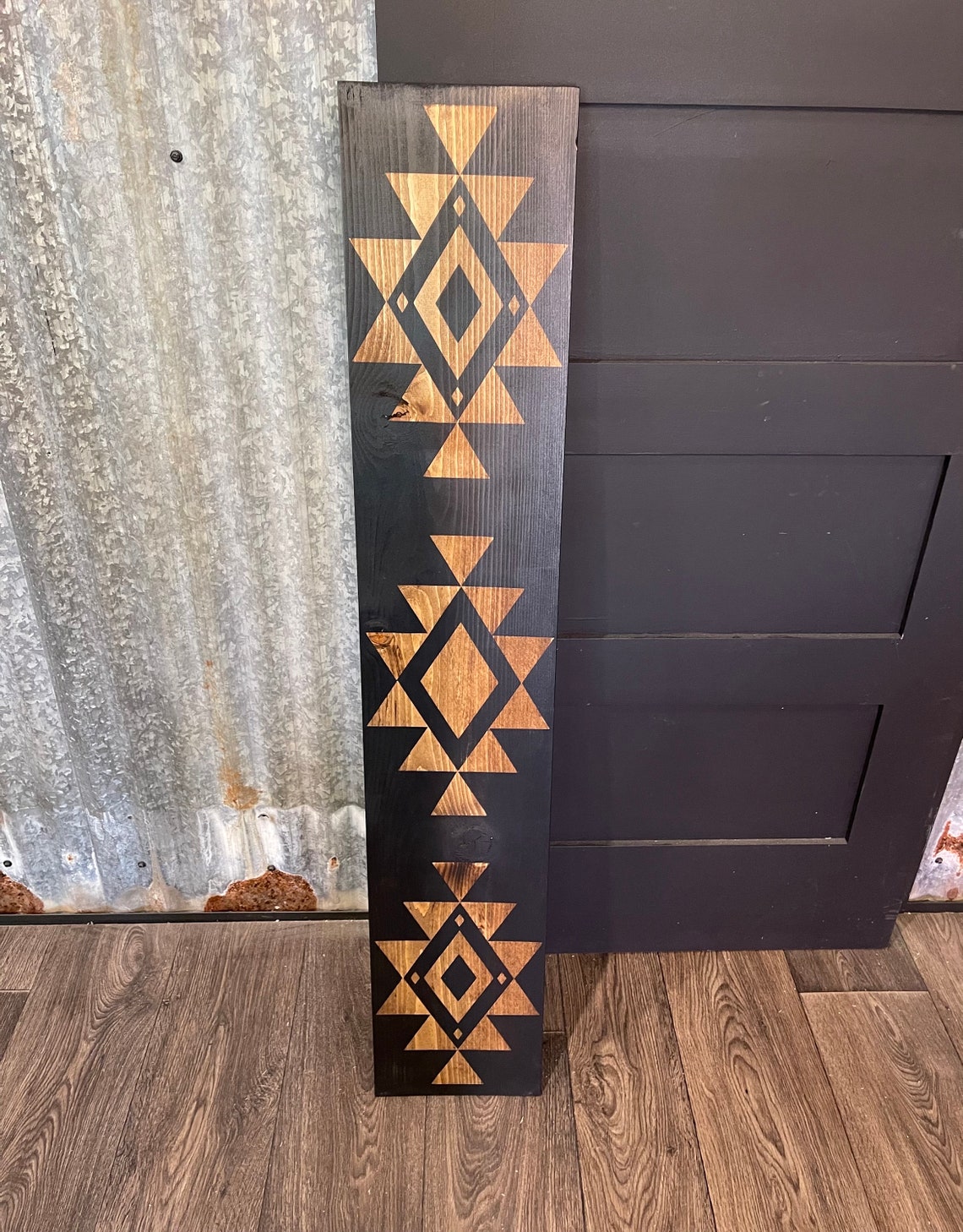 Hand Painted Aztec Wood Sign: Large Rustic Tribal Decor (48” X 11.25 ...