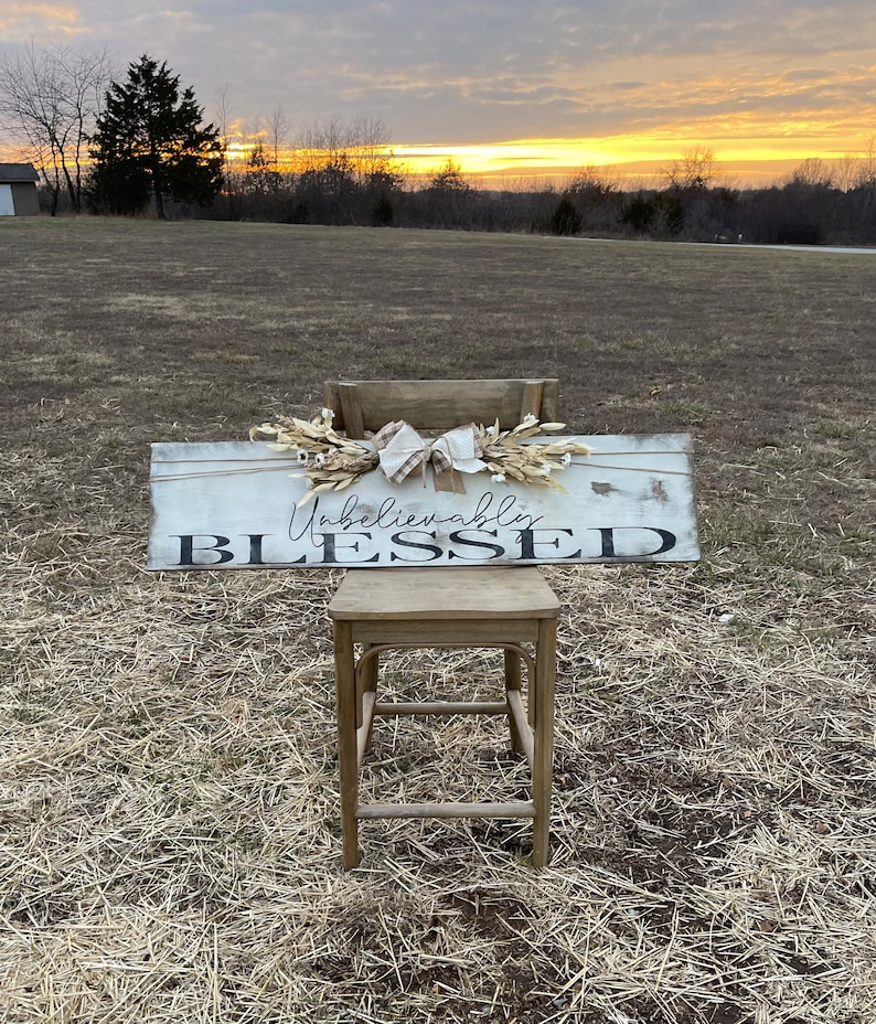 Rustic "blessed" Wood Sign: Farmhouse Style, Hand-painted - Etsy