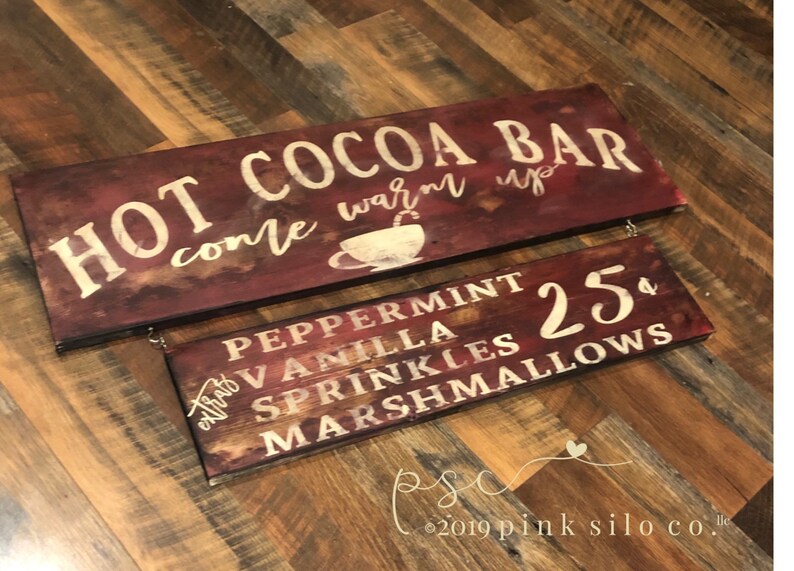 Large Cocoa Bar Sign / 2 Piece Set / Hot Cocoa Sign / | Etsy