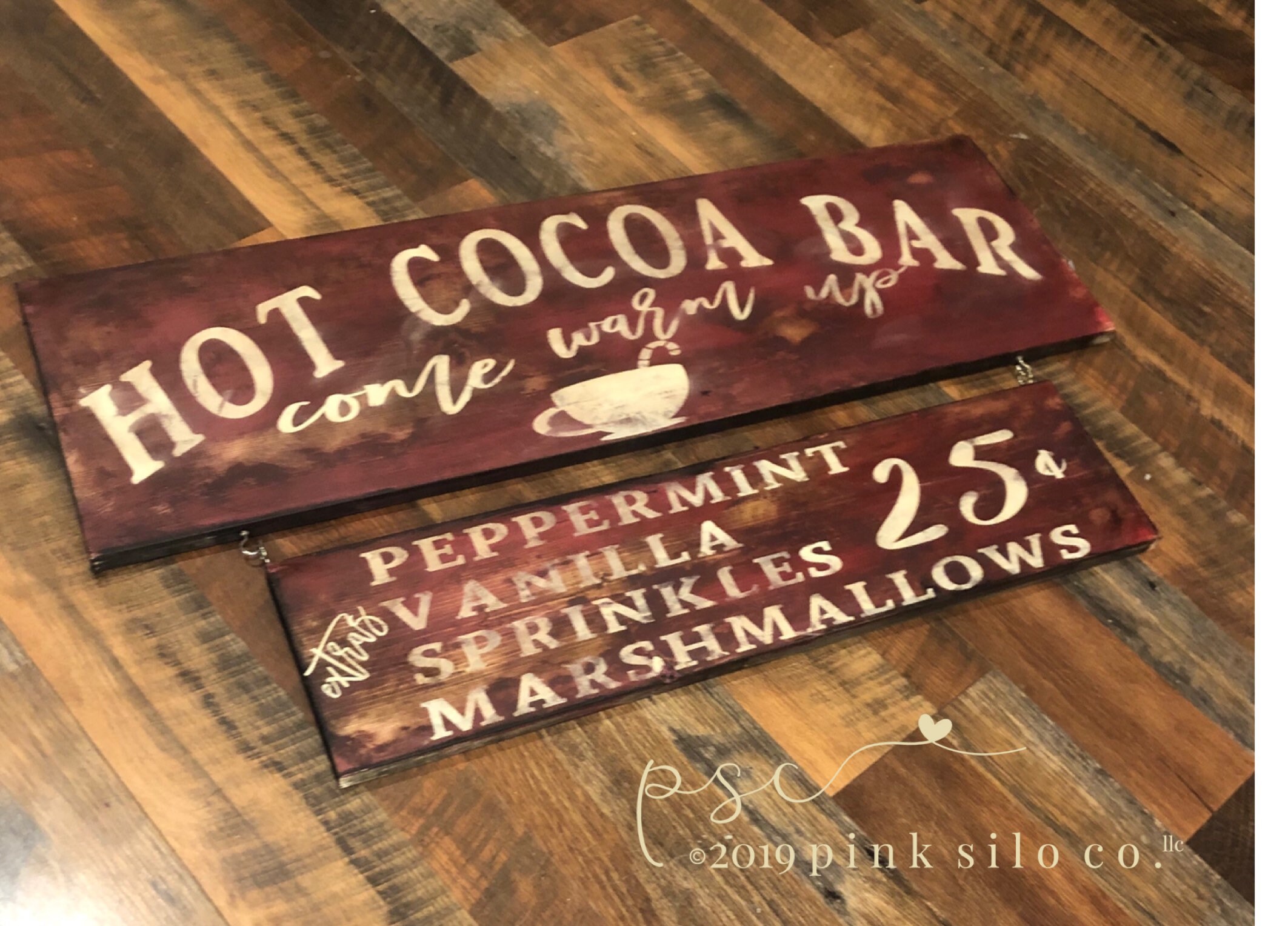 Large Cocoa Bar Sign / 2 Piece Set / Hot Cocoa Sign / Peppermint Cocoa ...