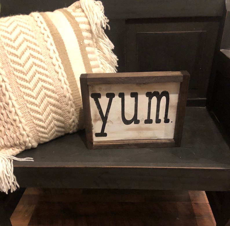Yum Sign / Farmhouse Food Sign / Rustic Kitcgen Sign / Kitchen - Etsy