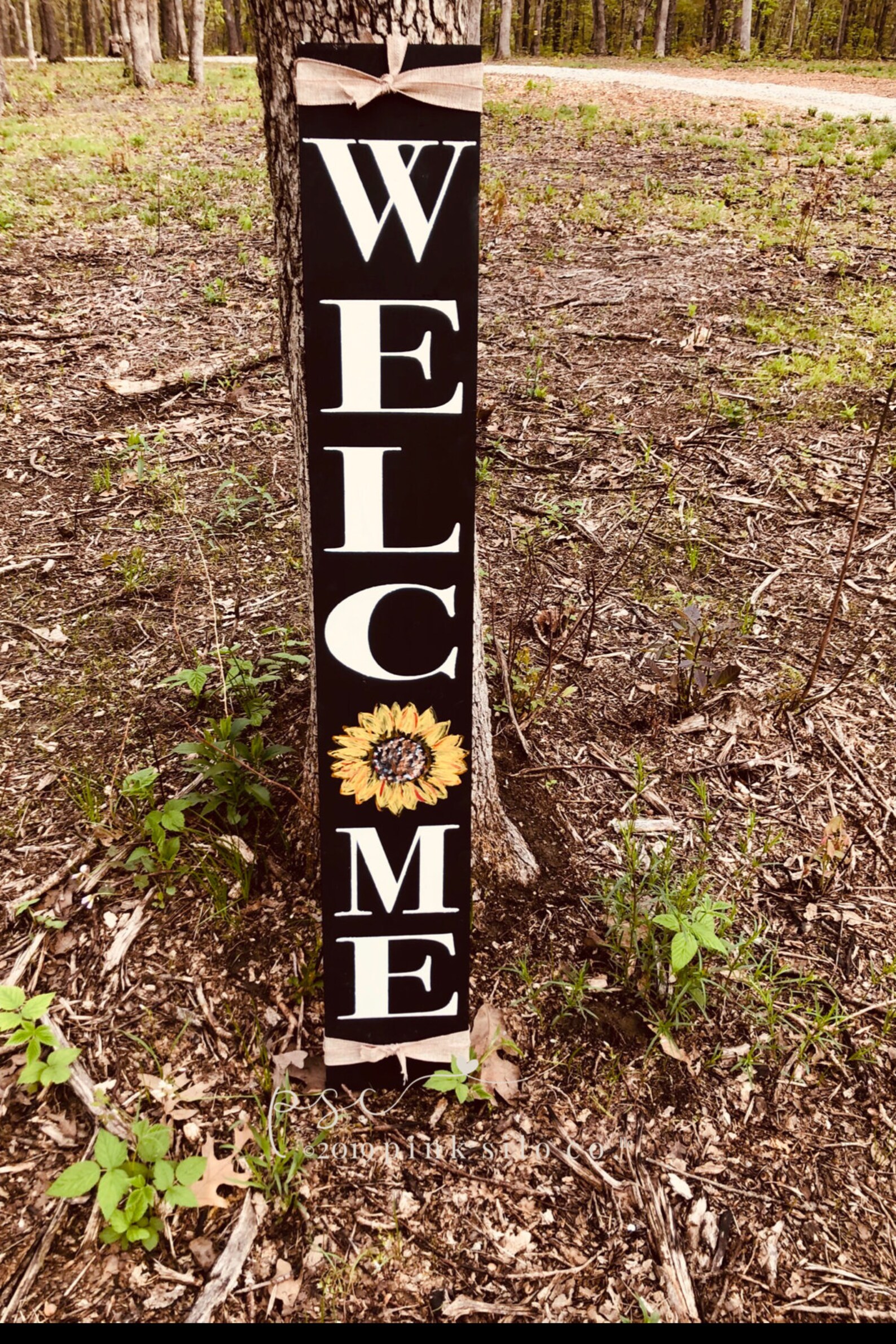 Large Welcome Sign With a Sunflower / 3 or 4 Ft / Hand Painted - Etsy