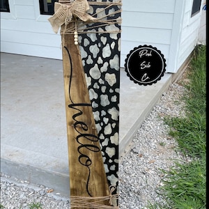 Front Porch Sign / Vertical Hello Sign / Rustic Sign / Modern Farmhouse ...