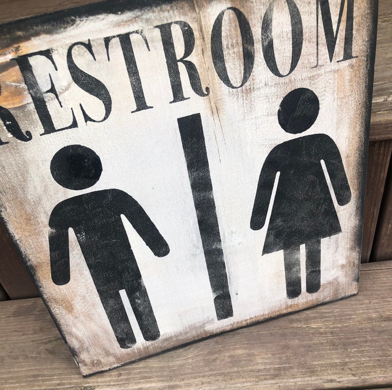 Rustic Restroom Sign / His and Hers Sign / Bathroom Sign / - Etsy