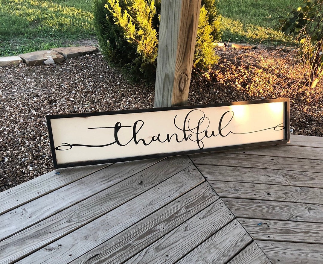 Huge Thankful Sign / Rustic Sign / Farmhouse Wall Decor / Distressed ...