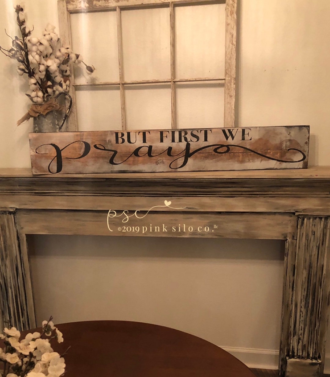Highly Distressed Prayer Sign / but First We Pray Sign / Farmhouse Wall ...