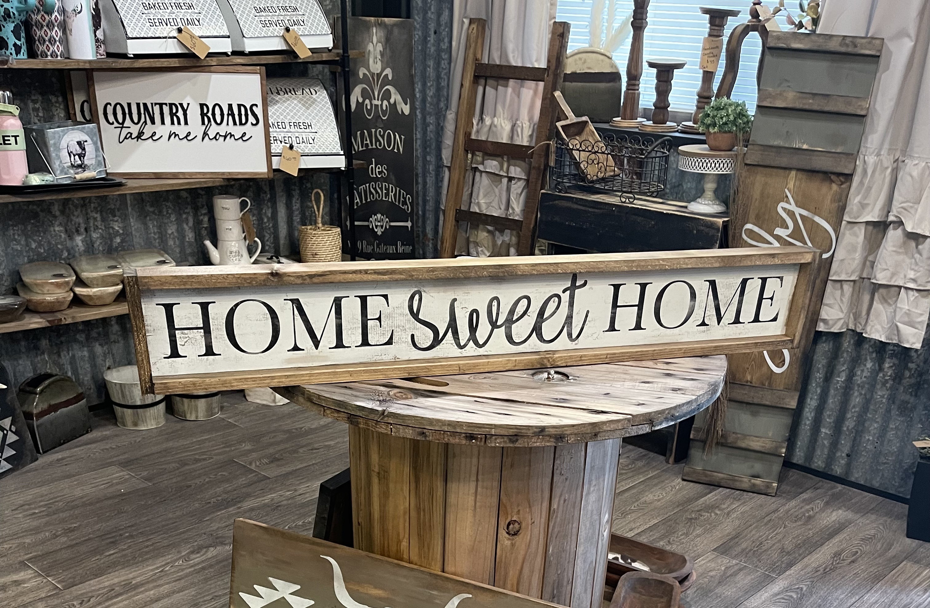 Rustic Home Sweet Home Sign | Farmhouse Distressed Wall Art | Cottage ...