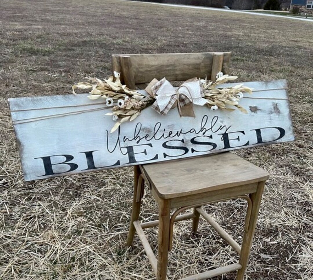 Rustic "blessed" Wood Sign: Farmhouse Style, Hand-painted - Etsy