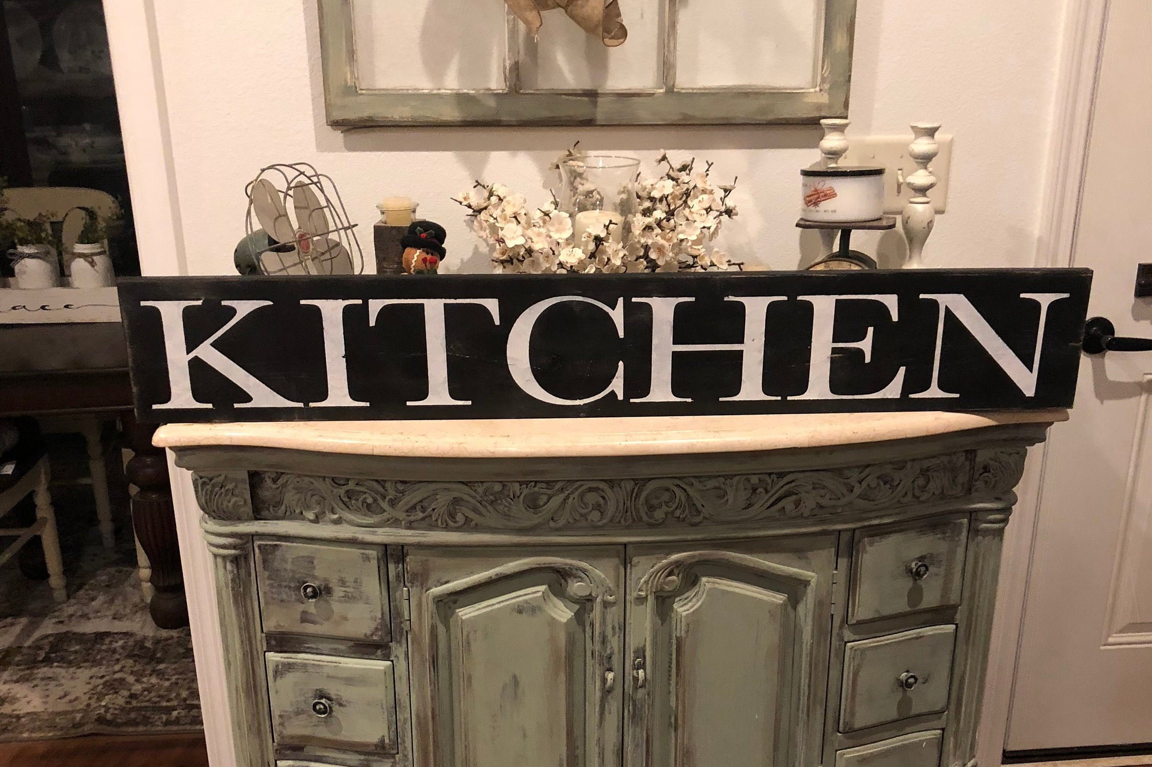 Large Distressed Kitchen Sign – Farmhouse Rustic Wood Decor - Etsy