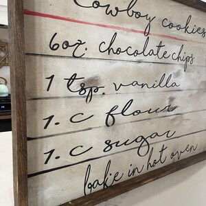 Large Recipe Sign / Vintage Inspired Kitchen Sign / Cowboy Cookies ...