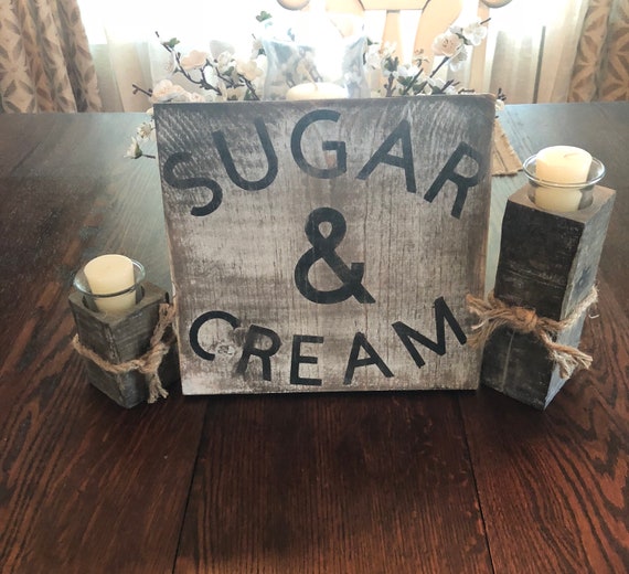 Sugar and Cream Sign / Coffee Sign / Rustic Sign / Farmhouse | Etsy