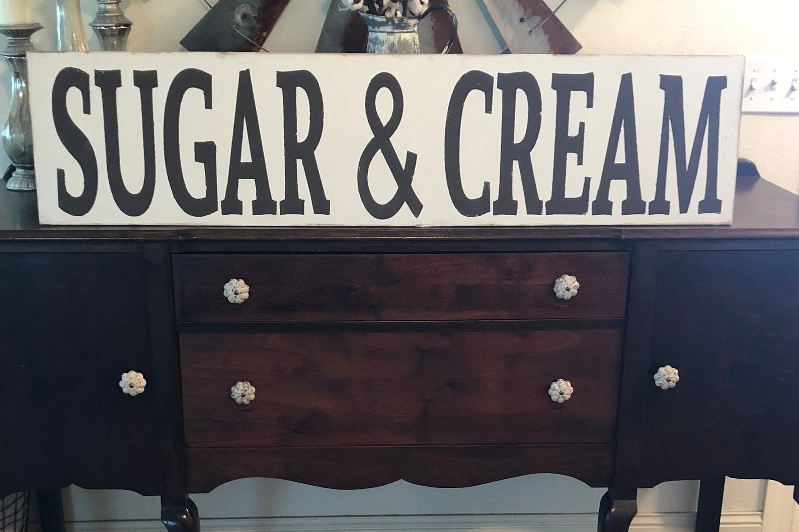 Huge Sugar & Cream Sign / Kitchen Sign / Farmhouse Decor / | Etsy