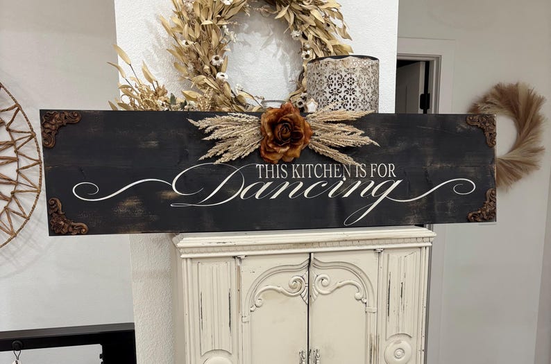 This Kitchen is for Dancing Wood Sign, Hand Painted Rustic Decor - Etsy