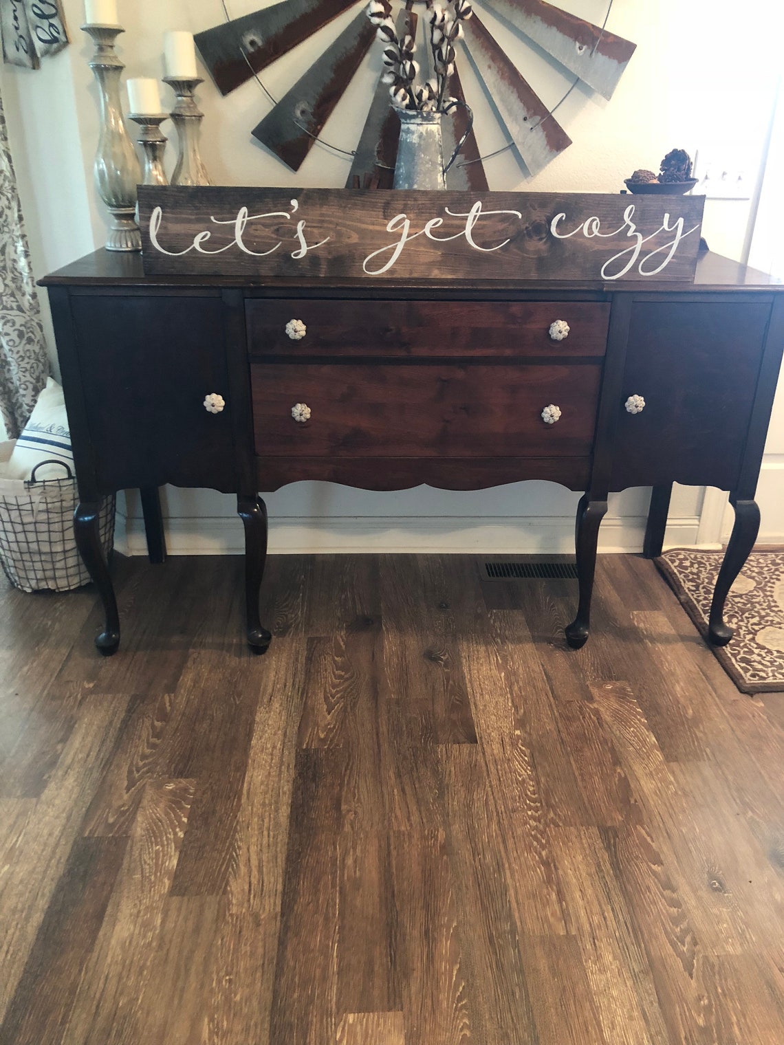 Lets Get Cozy Sign / Cabin Sign / Farmhouse Wall Decor / - Etsy