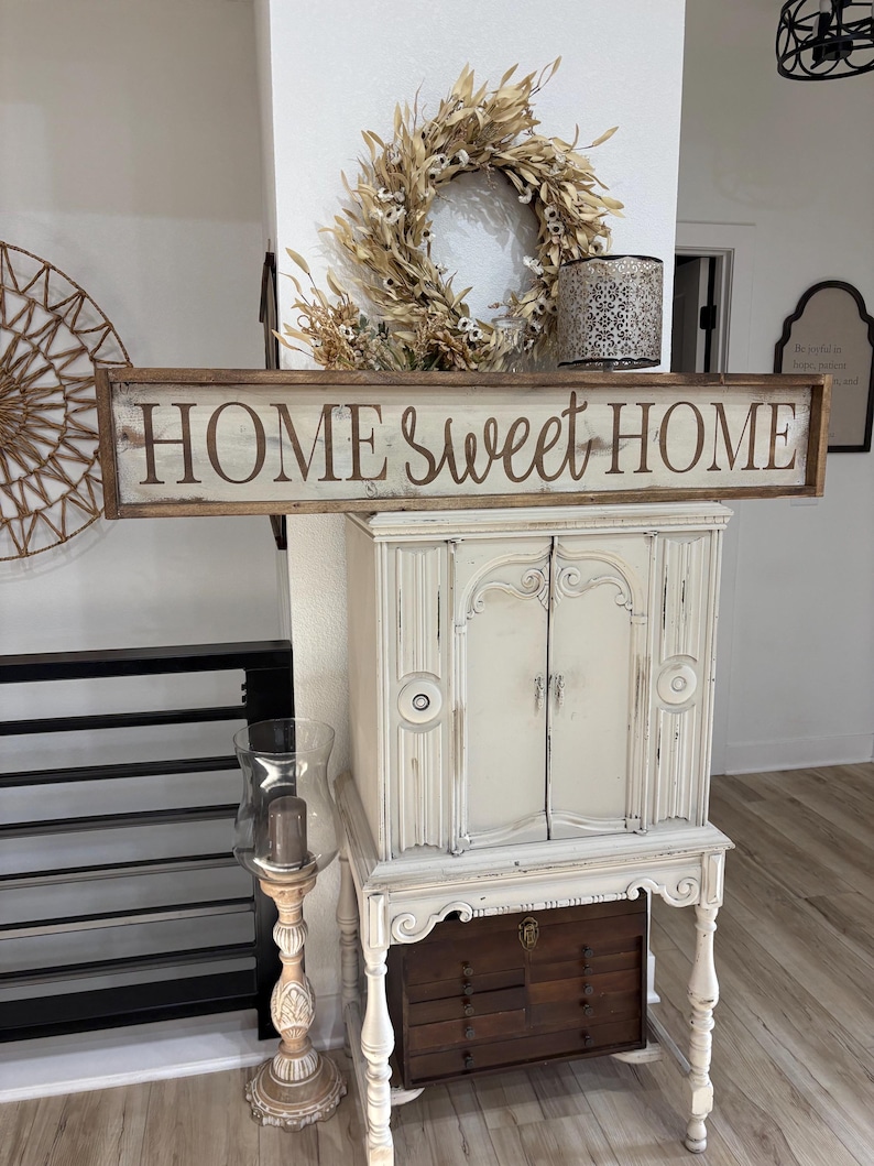 Brown Rustic Home Sweet Home Sign | Farmhouse Distressed Wall Art ...